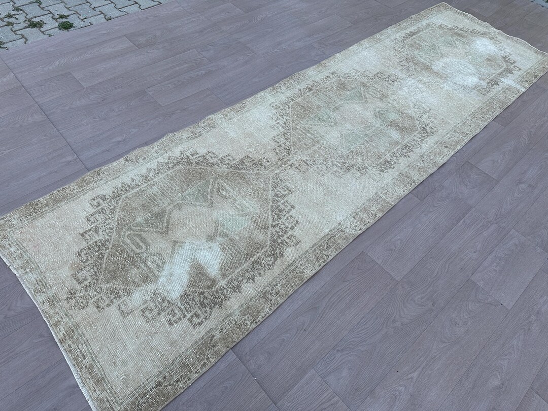 4x12 Feet Vintage Cream Runner Rug for Hallway and Kitchen Anatolian ...