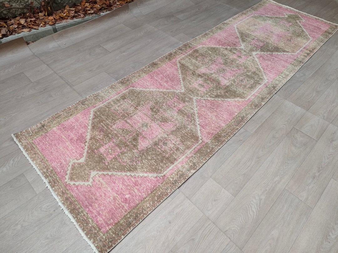 Vintage Pink Runner Rug 3.65X12.27 Feet 4'x12' Ft - Etsy