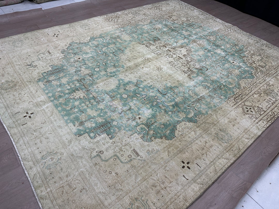 10X12 Ft Oversize Neutral Rug - Oushak Vintage Hand Knotted Area Rug ...