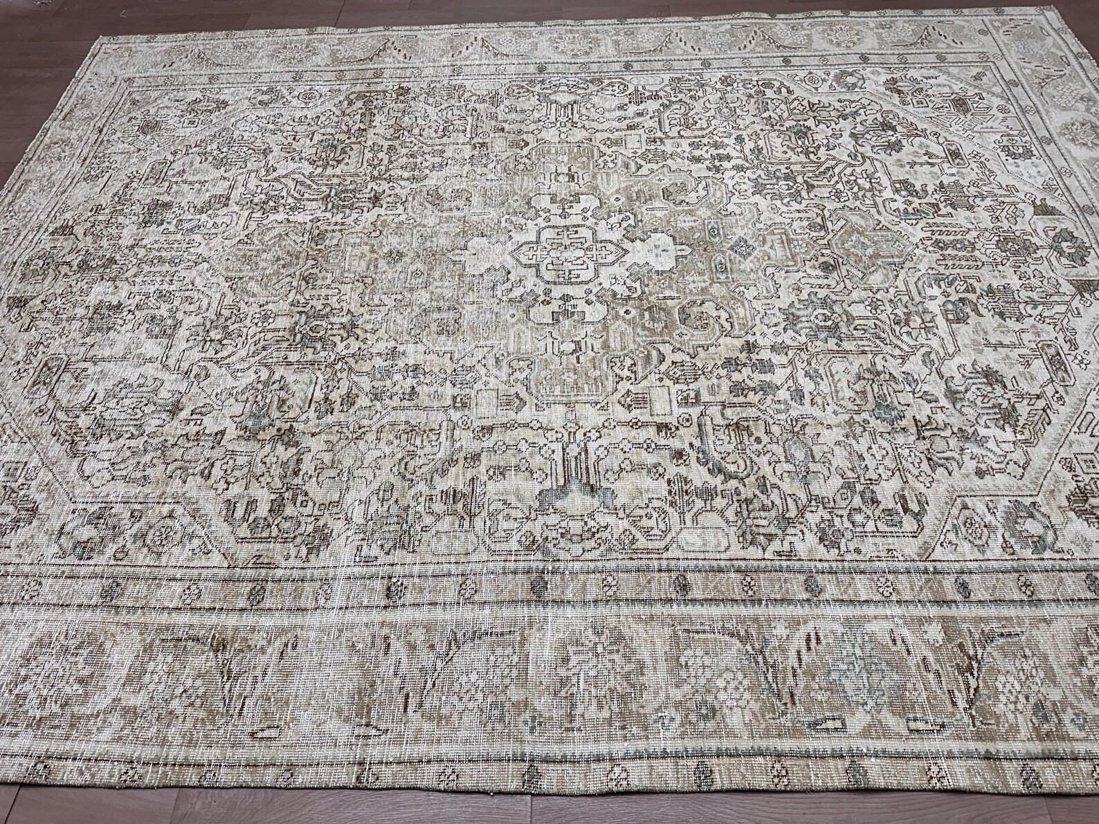 9x12 Feet Large Rug Neutral Vintage Oversize Hand Knotted Wool Area Rug ...