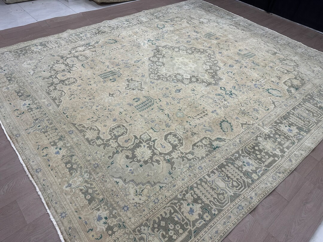 10x13 Feet Oversize Rug Beige Turkish Area Rug Wool Handmade Cream Area ...