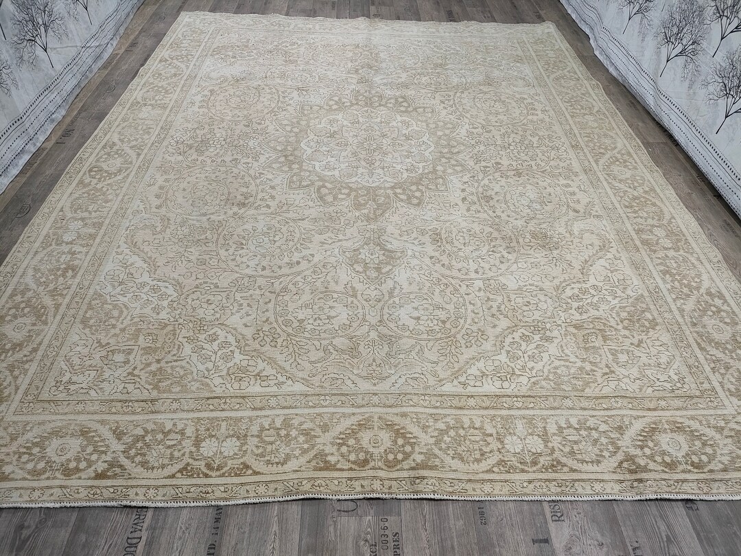 Neutral Cream Oversize Palace Entryway Area Rug 9.64x12.36 Ft Extra ...