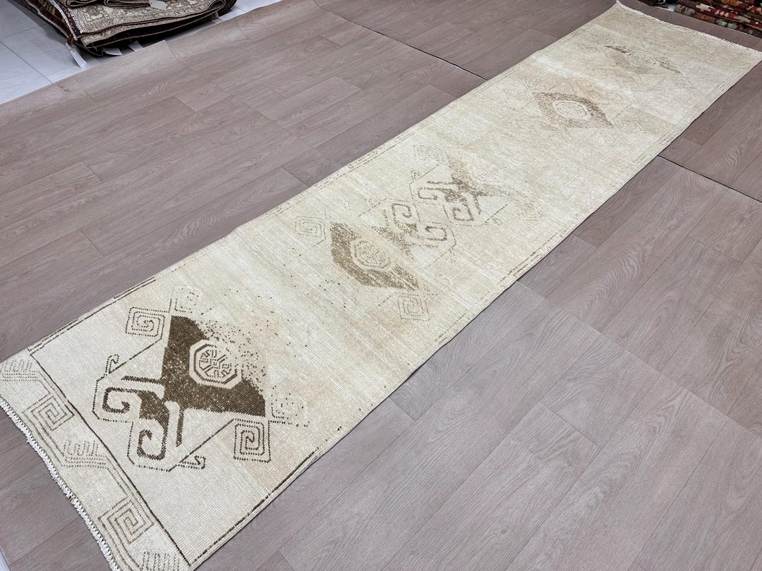 3x12 Feet Vintage Cream Runner Rug for Hallway and Kitchen - Anatolian ...