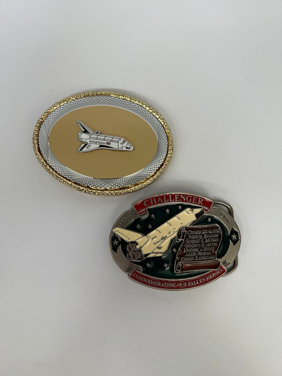 Two Vintage NASA Themed Belt Buckles - Etsy