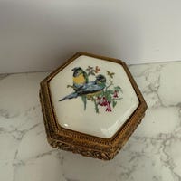 Hydrangea Jewelry Box, Keepsake Box - Wood & Ceramic Tile Top - Blue ...