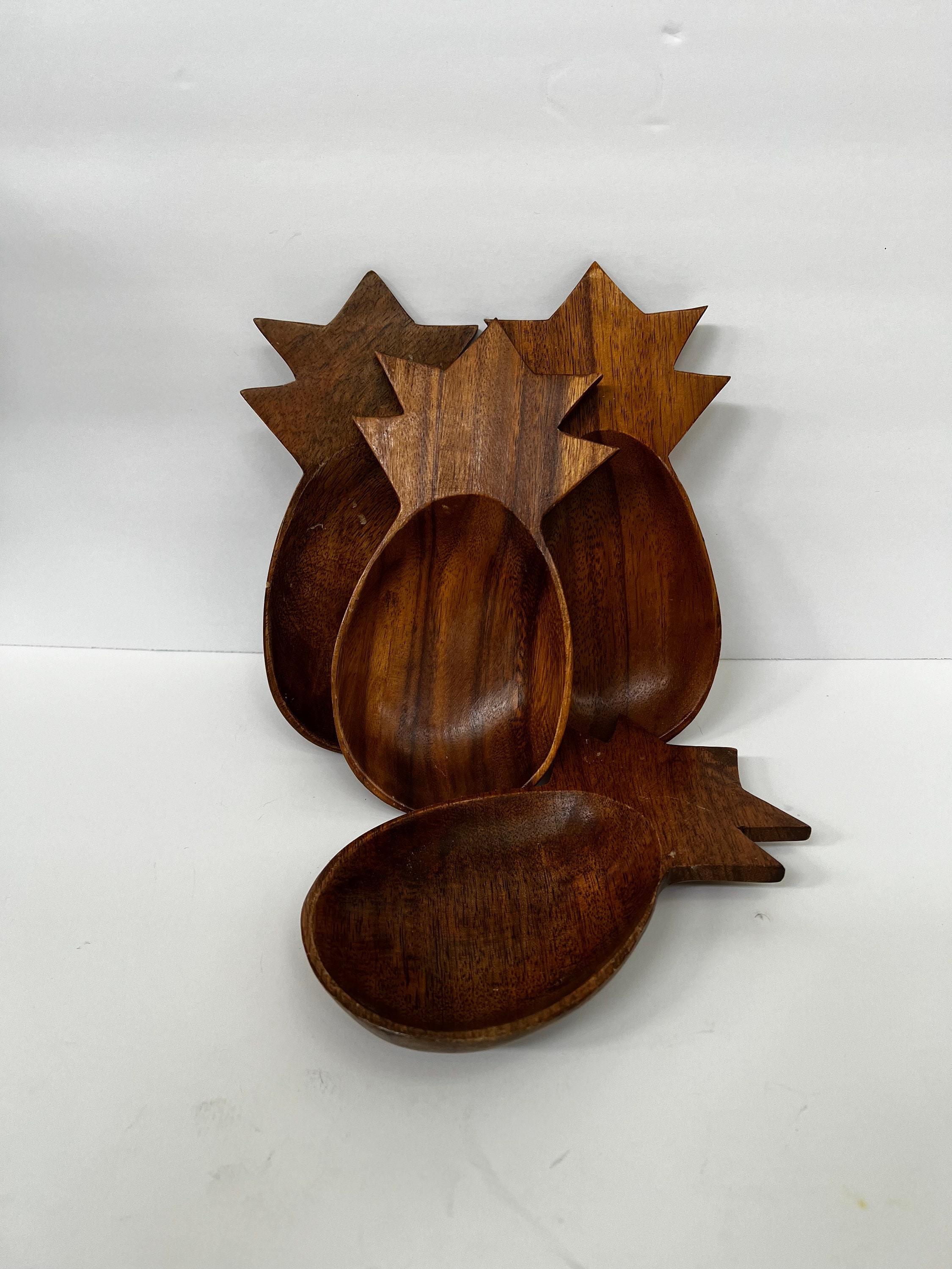 Vintage Set of Wooden Pineapple Bowls - Etsy