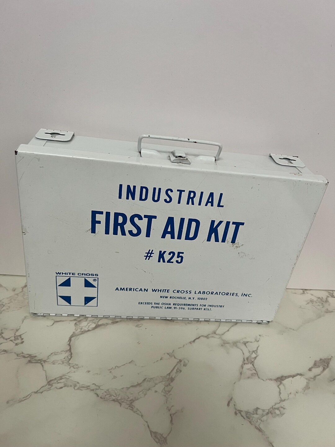 Vintage White Metal First Aid Kit Box With Vintage Supplies - Etsy