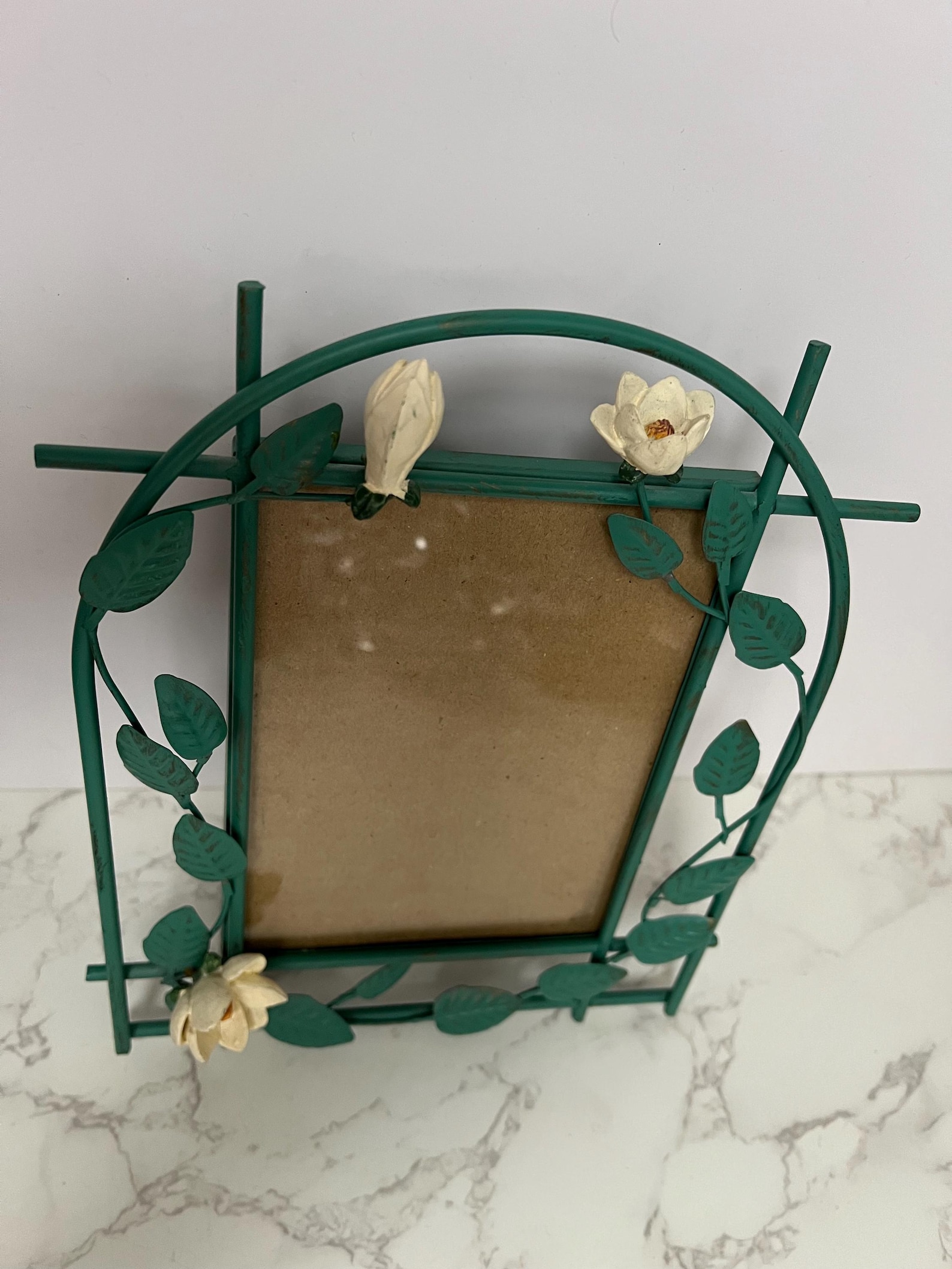 Vintage Green Floral Handpainted Metal Picture Frame - Etsy