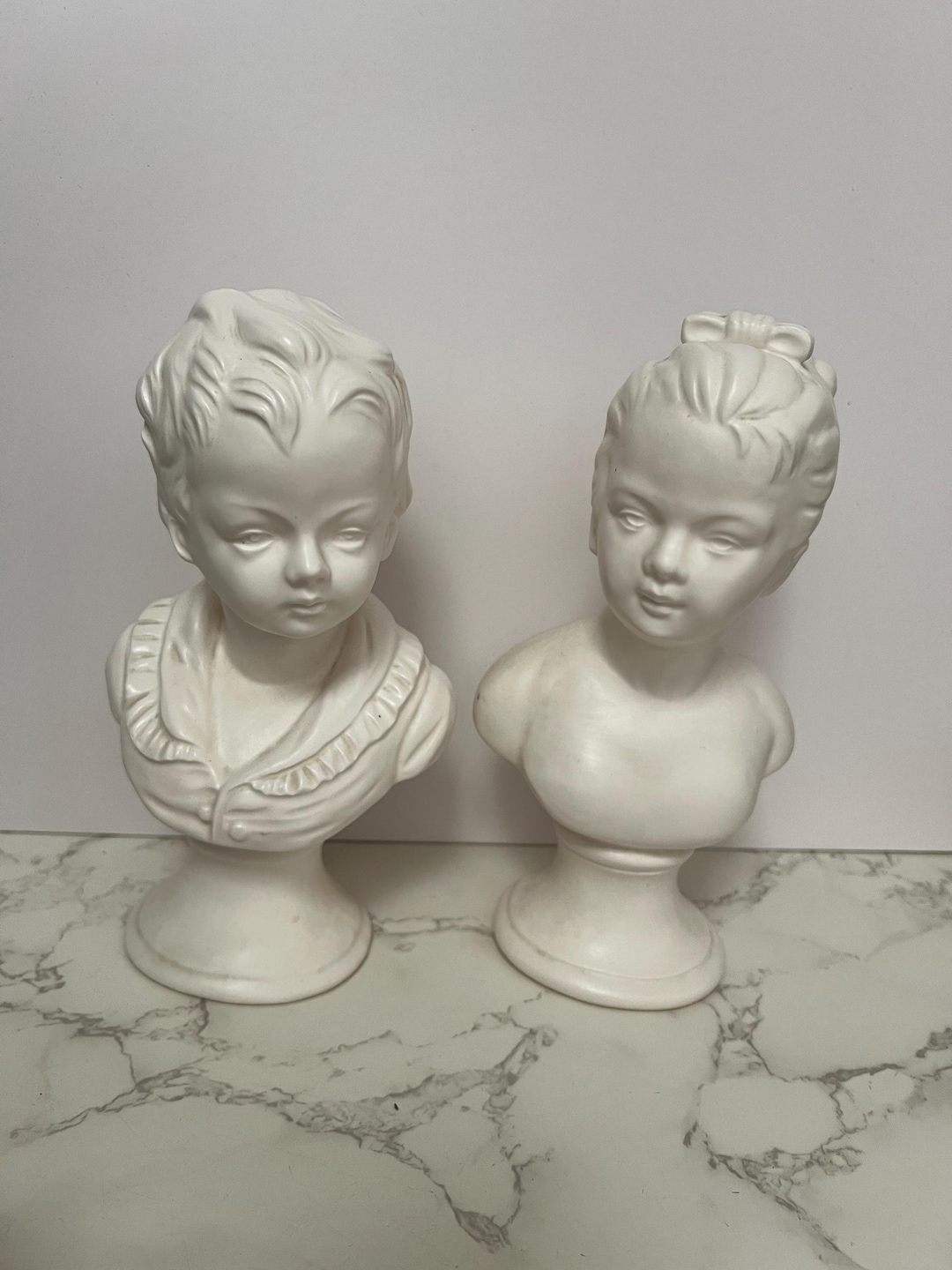 Vintage Ceramic Busts Girl & Boy - Etsy