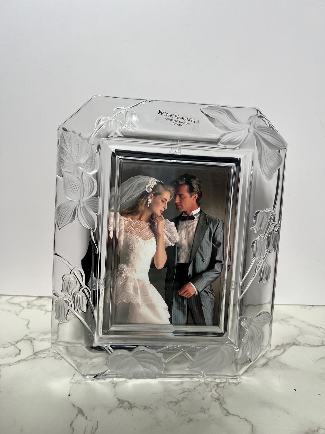 Vintage 5x7 Crystal Floral Glass Picture Frame - Etsy
