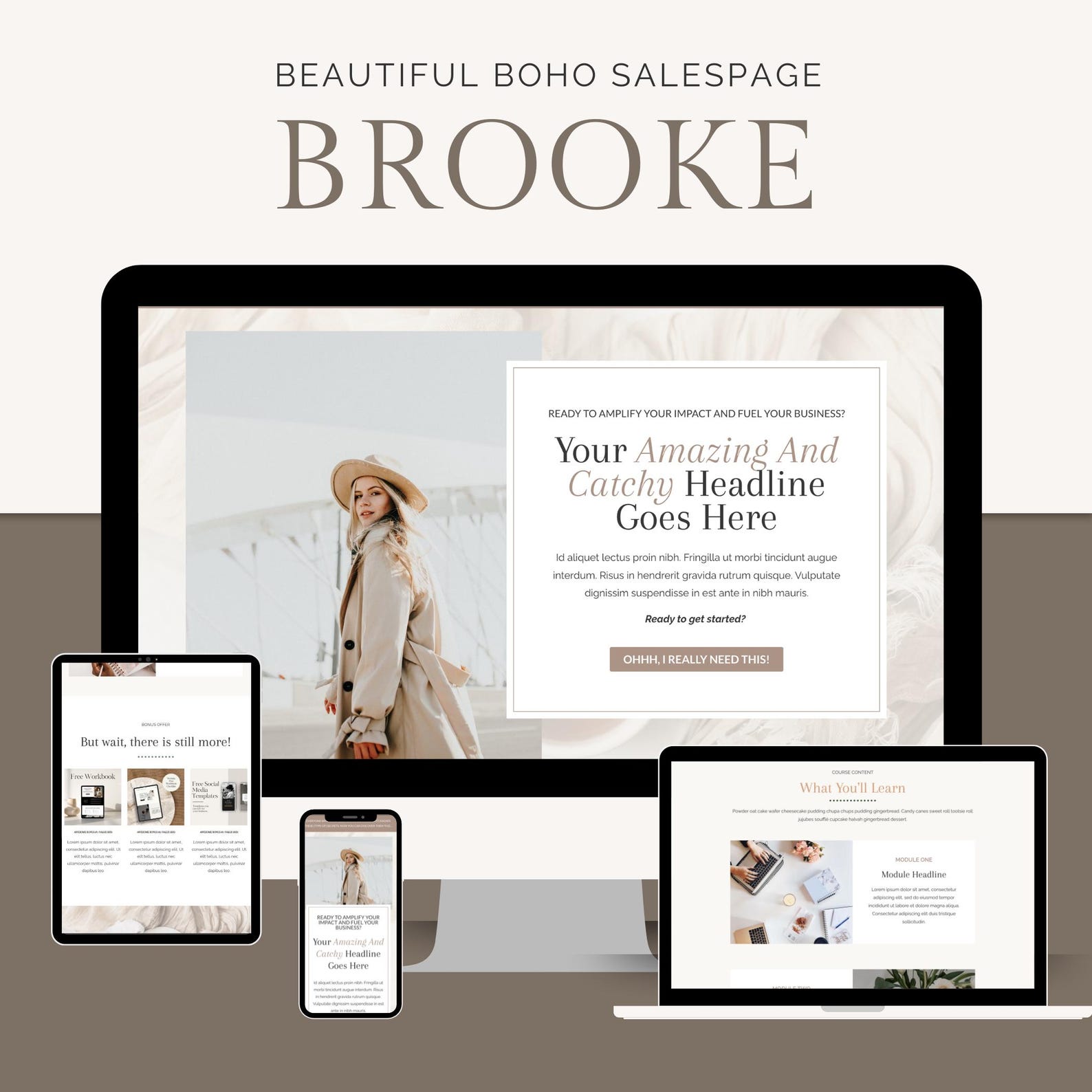 Brooke Sales Page Template: Elementor Wordpress Landing Page - Etsy