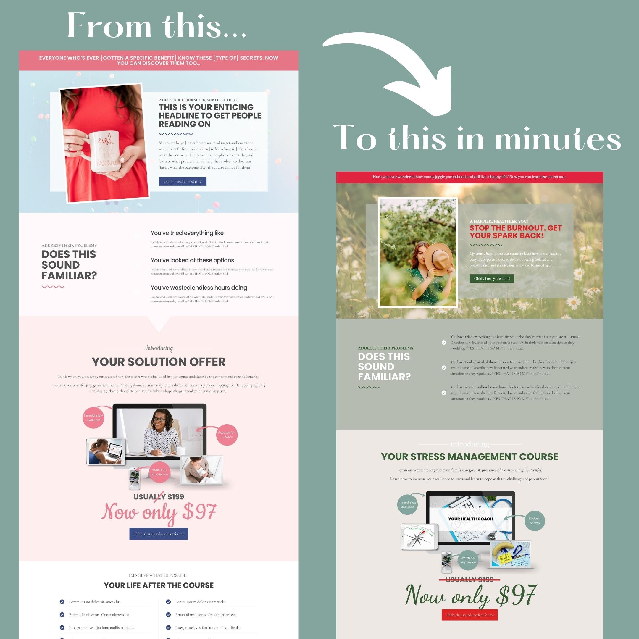 Salespage Tina: Elementor Wordpress Course Sales Page Template | Online ...