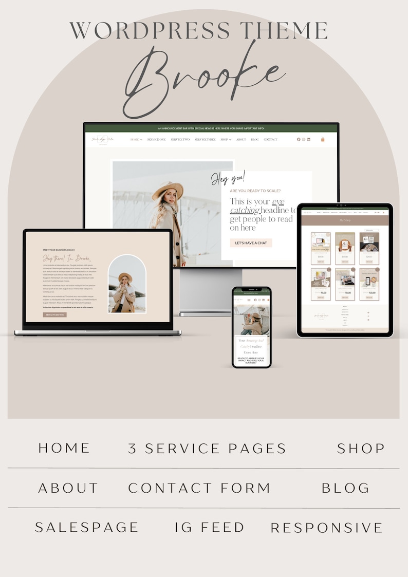 Brooke Wordpress Elementor Template | Elegant, Boho & Feminine ...