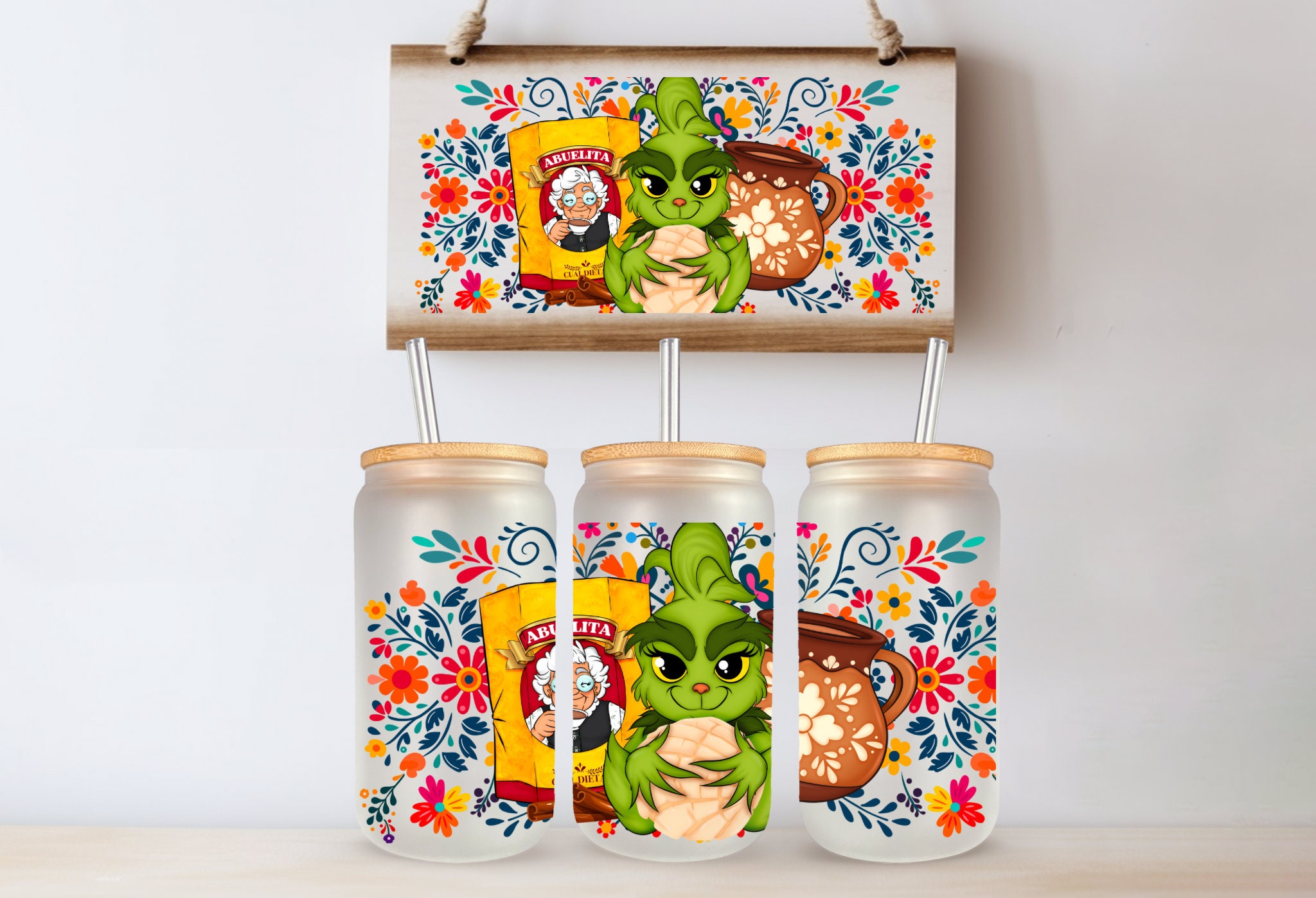 Grinch and Abuelita Hot Chocolate 16 Oz Frosted Libbey Cup - Etsy