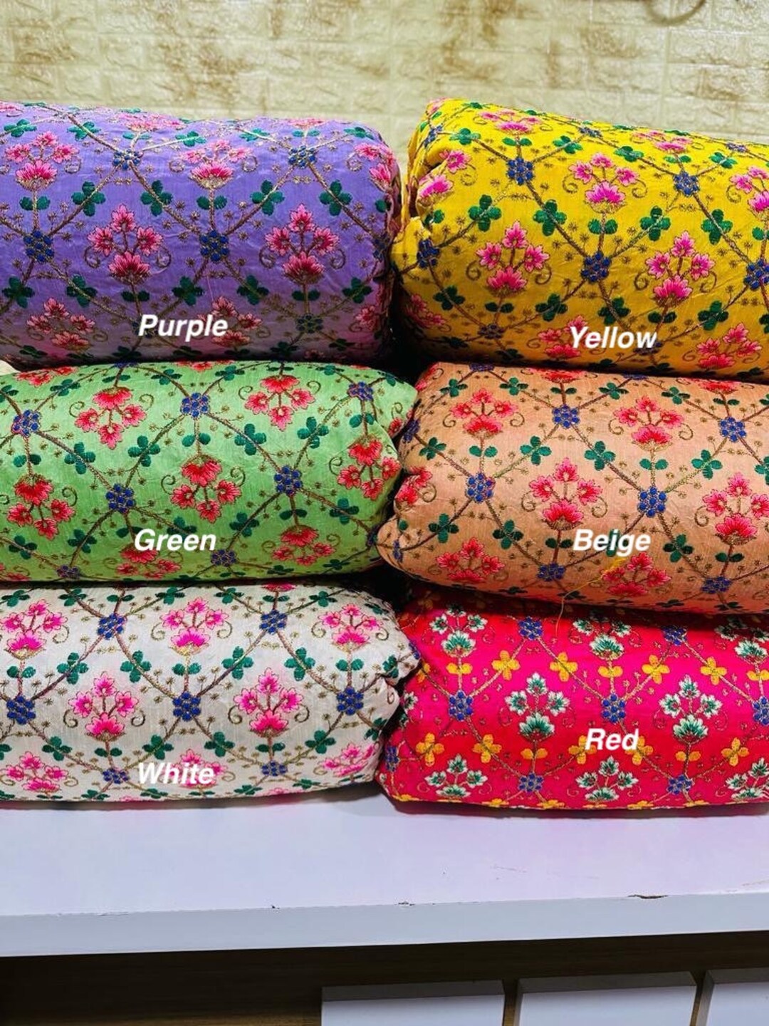 Exclusive Thread Embroidery Flower Design Double Rumala Sahib Set - for ...