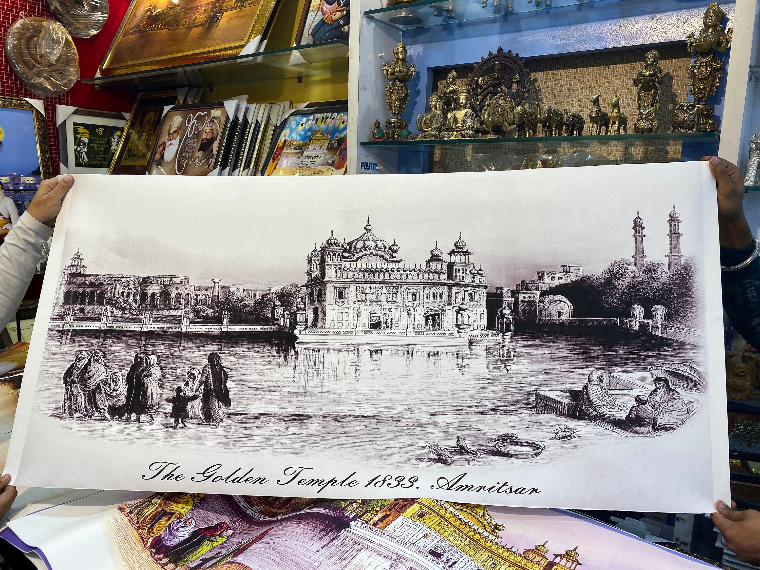 Golden Temple Amritsar 1833 Black & White - Machine Canvas on Cloth ...
