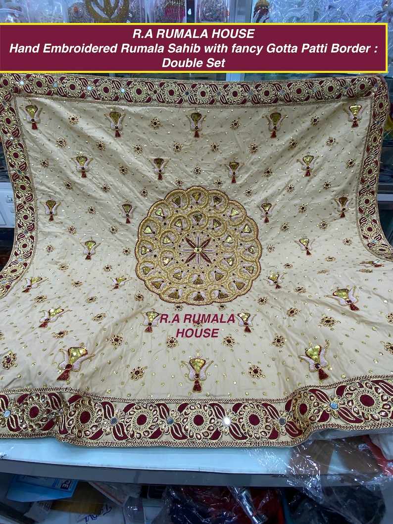 Hand Embroidered Double Rumala Sahib Set: Fancy Gotta Patti - Etsy