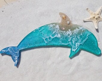 Resin Dolphin/ Beach Art/ Ocean Wall Art/ Dolphin Wall Décor/ Beach Art ...