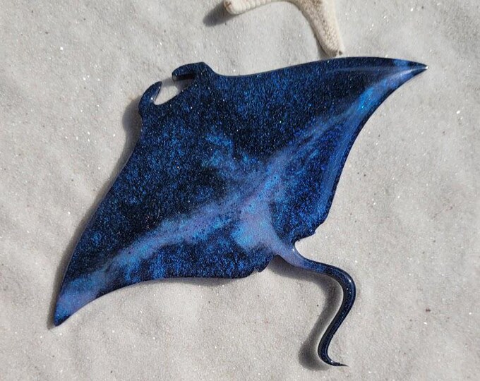 Dark Holographic Manta Ray Wall Art/ Resin Beach Art/ Ocean Wall Art ...