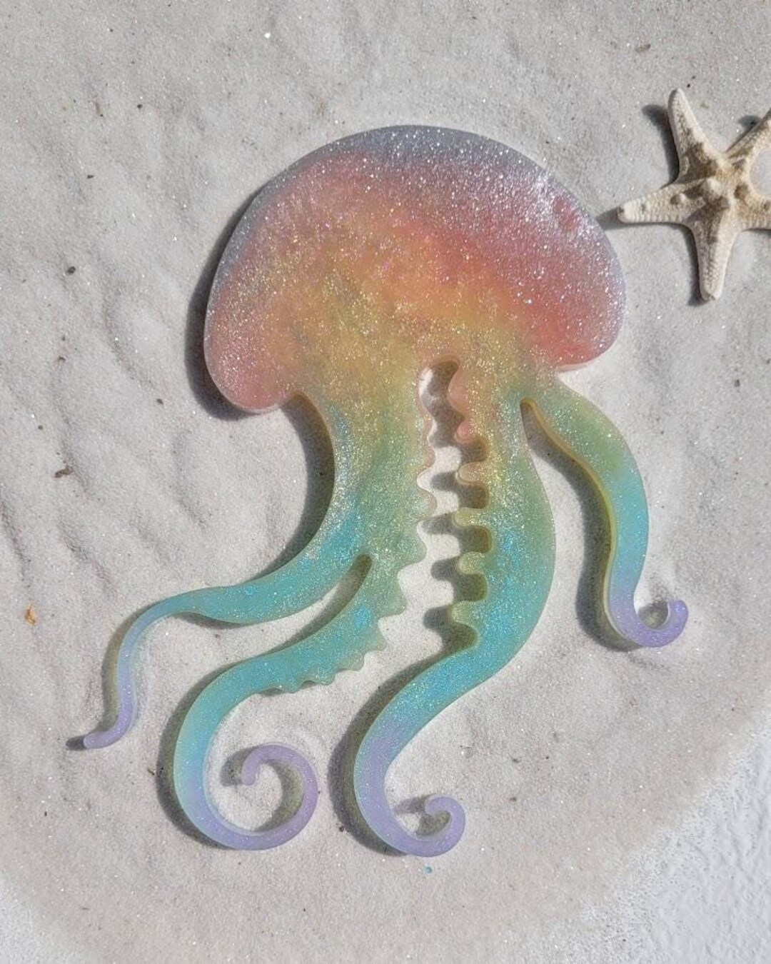Jellyfish Wall Decoration/ Rainbow Wall Art/ Resin Ocean Art/ Sunset ...