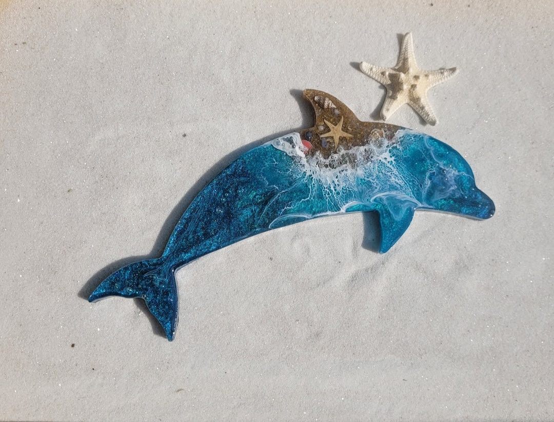 Resin Dolphin/ Beach Art/ Ocean Wall Art/ Dolphin Wall Décor/ Beach Art ...