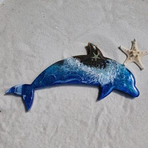 Resin Dolphin/ Beach Art/ Ocean Wall Art/ Dolphin Wall Décor/ Beach Art ...