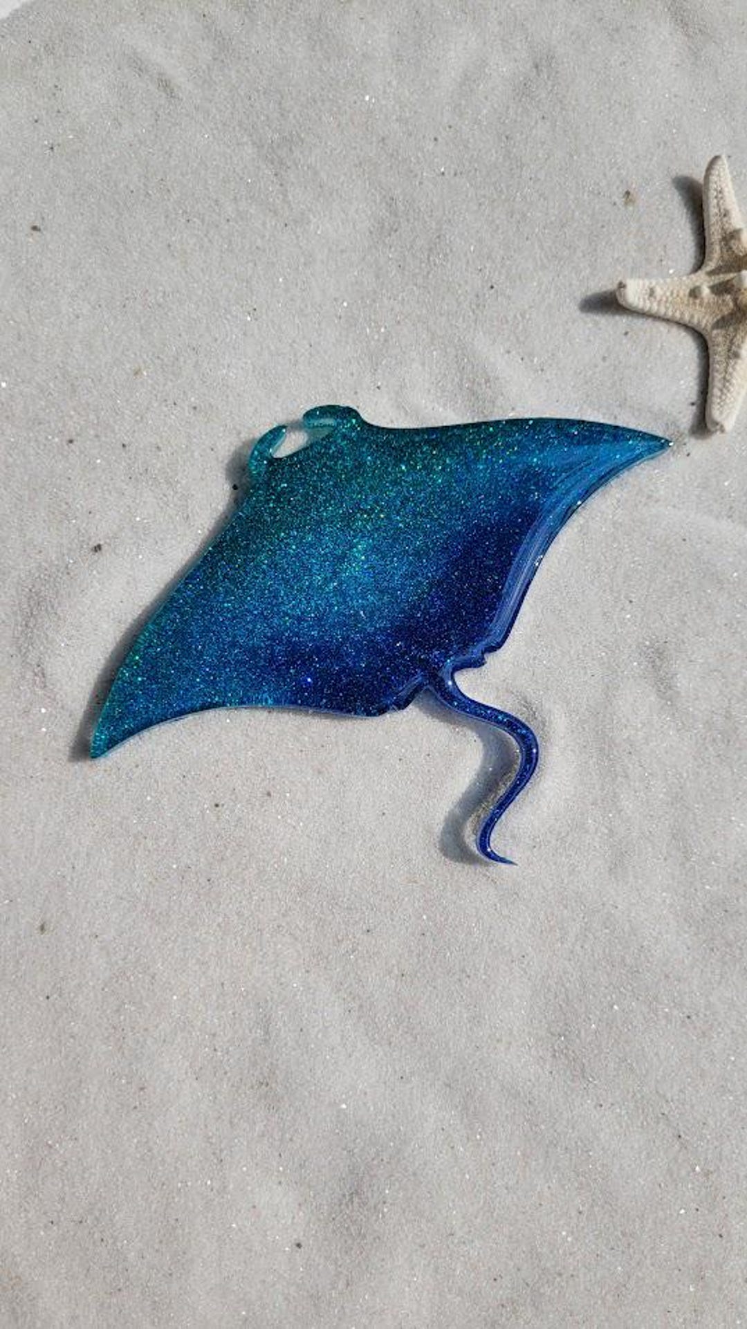 Holographic Manta Ray Wall Art/ Resin Beach Art/ Ocean Wall Art/ Sting ...
