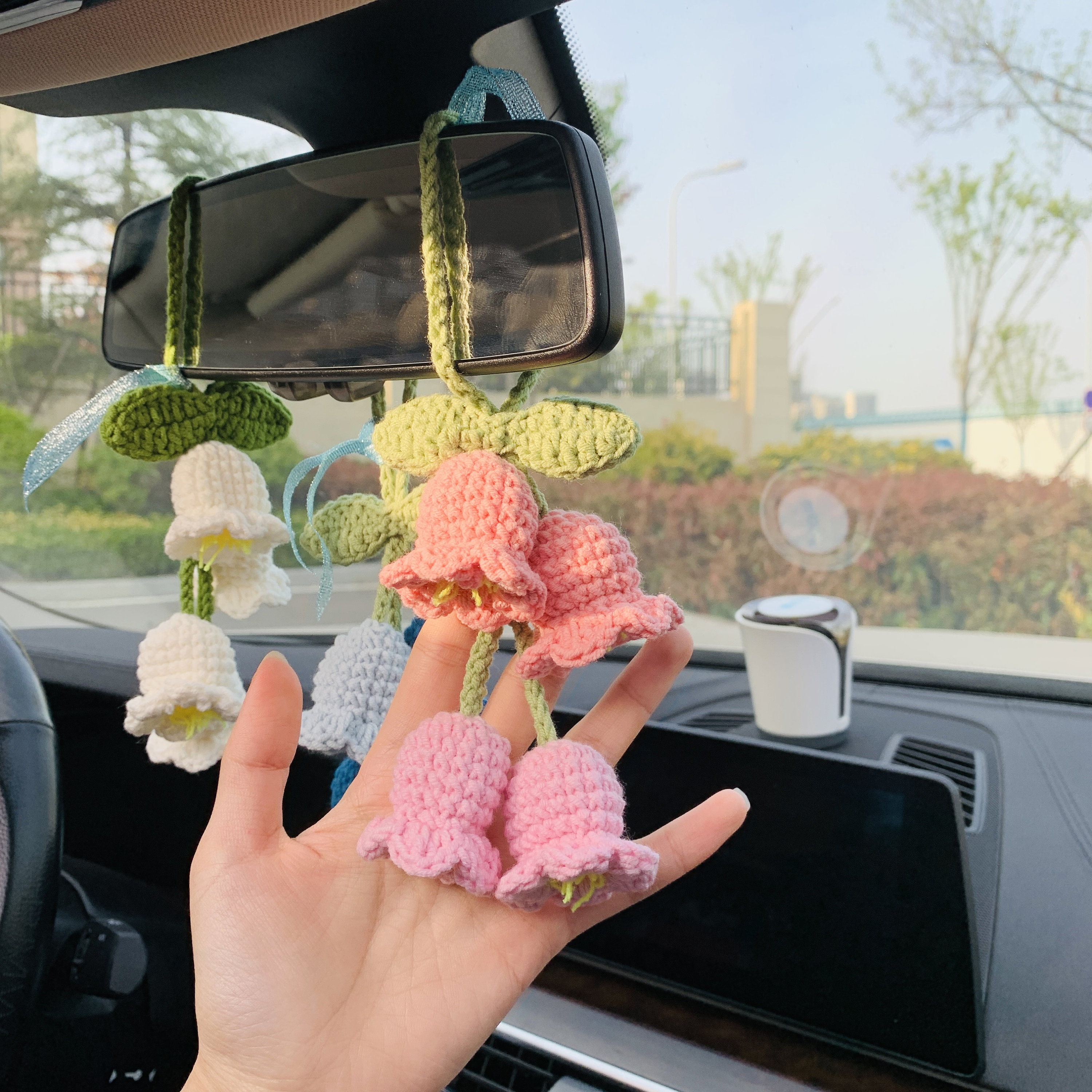 Cute Car Mirror Hanging Lily of the Valley Flower Interior Rear View ...