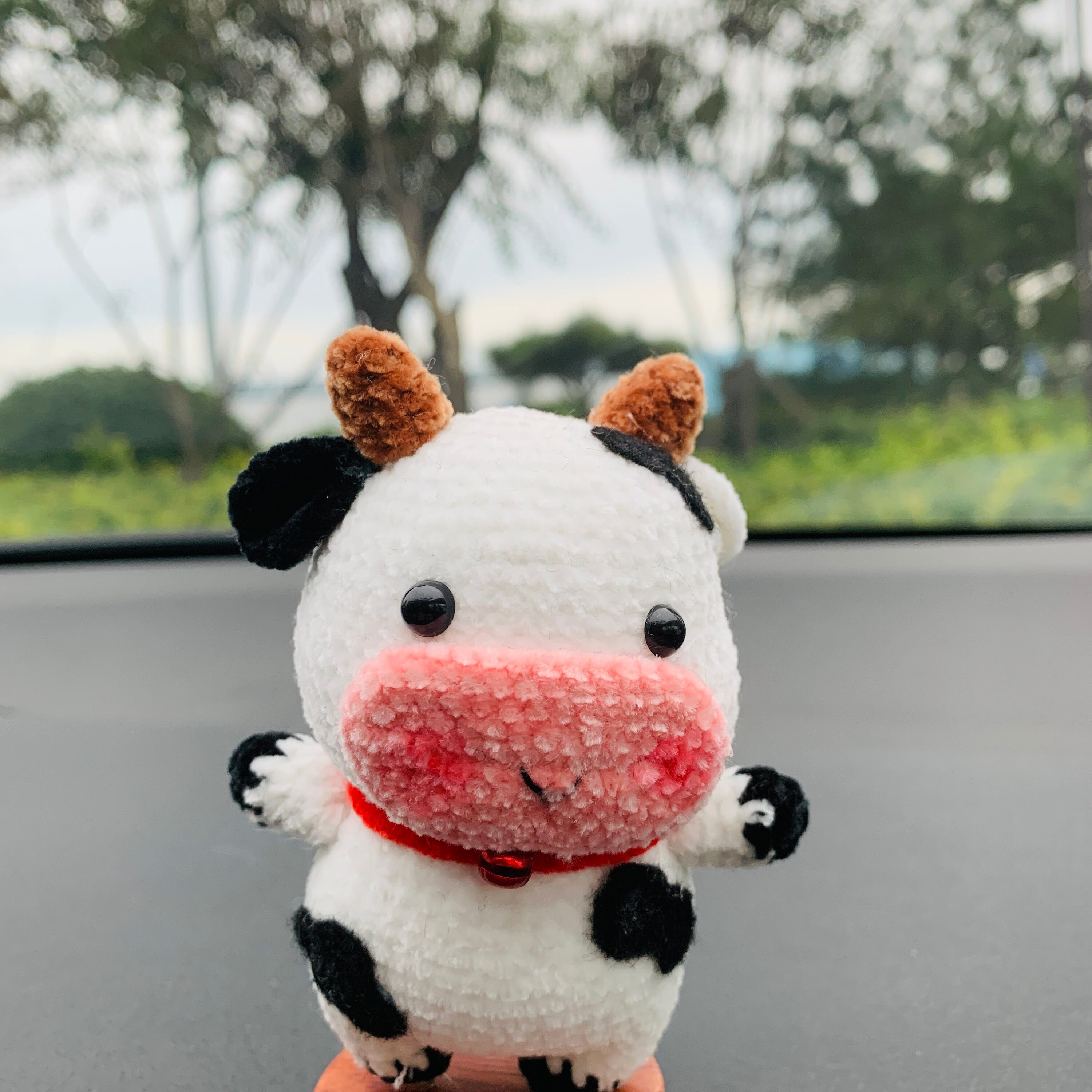 Handmade Crochet Cute Cow Car Accessories, Sunflower Car Dashboard ...