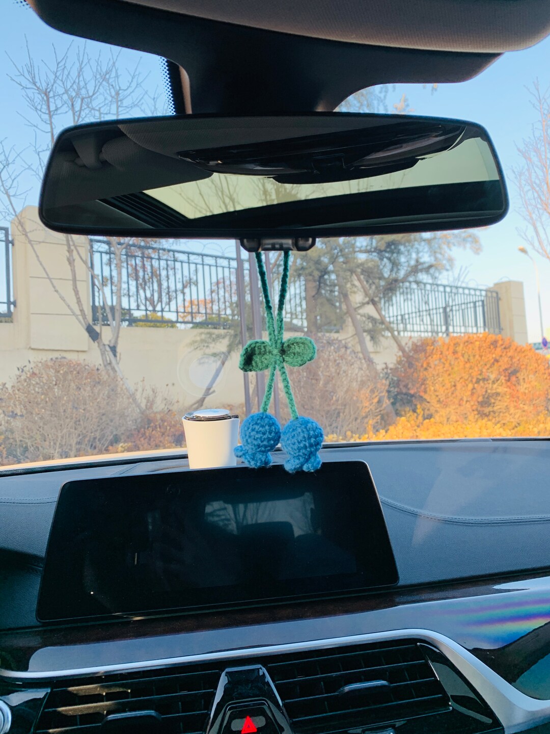 Cute Blueberry Car Mirror Hanging Flower Decor Teens Interior Rear View ...