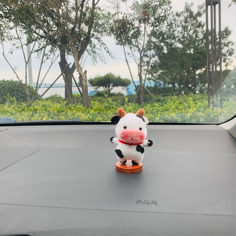 Handmade Crochet Cute Cow Car Accessories, Sunflower Car Dashboard ...