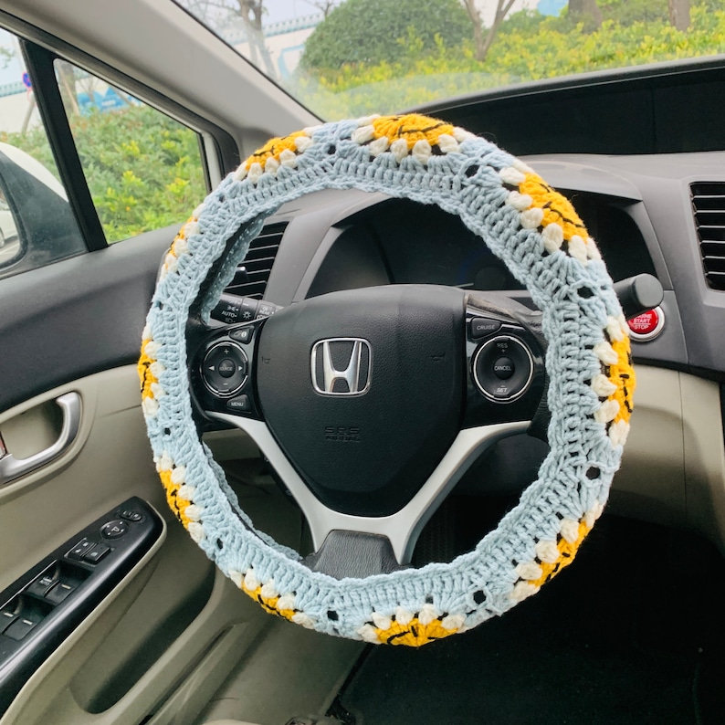 Handmade Crochet Cute Smiley Face Steering Wheel Cover for Women,daisy ...