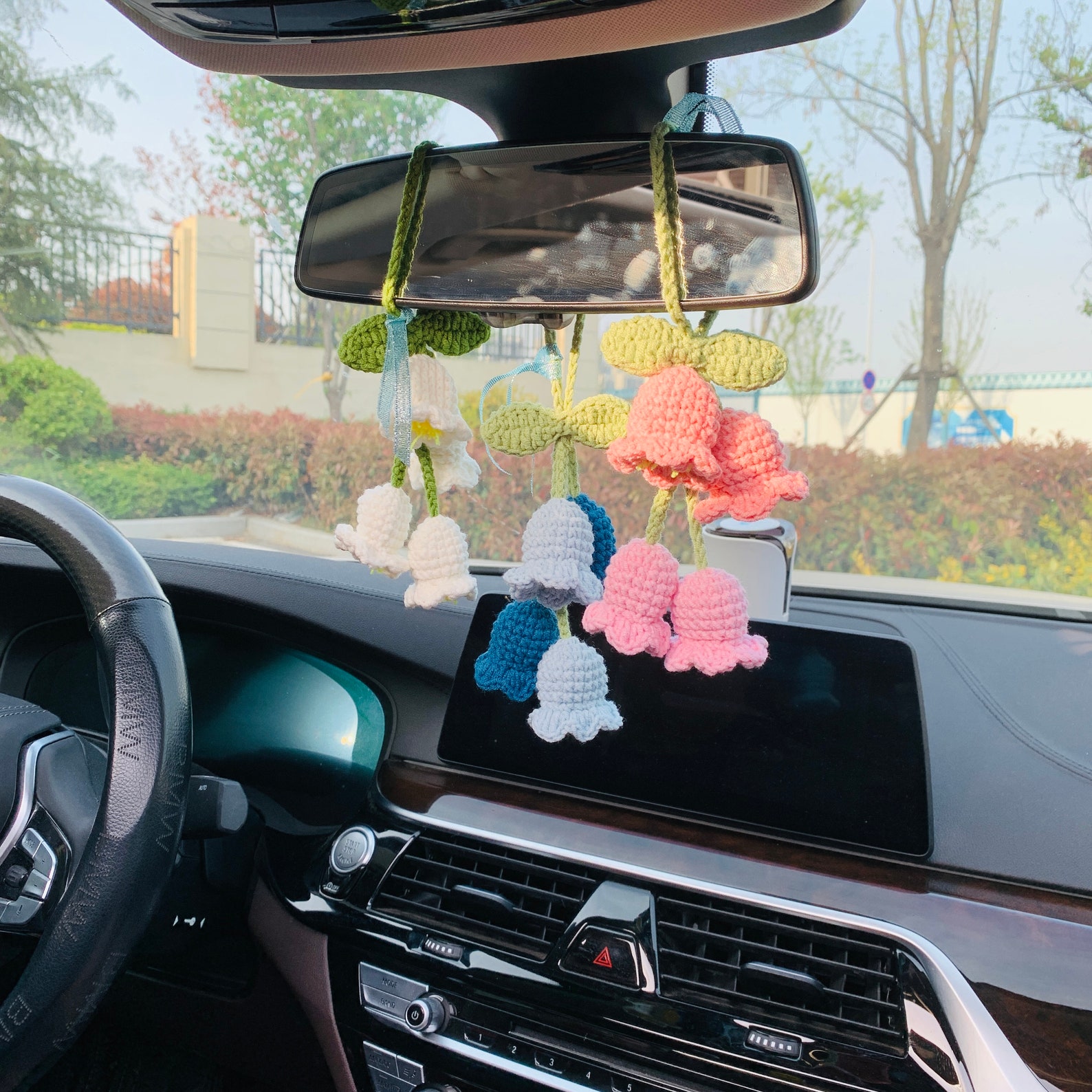 Cute Car Mirror Hanging Lily of the Valley Flower Interior Rear View ...