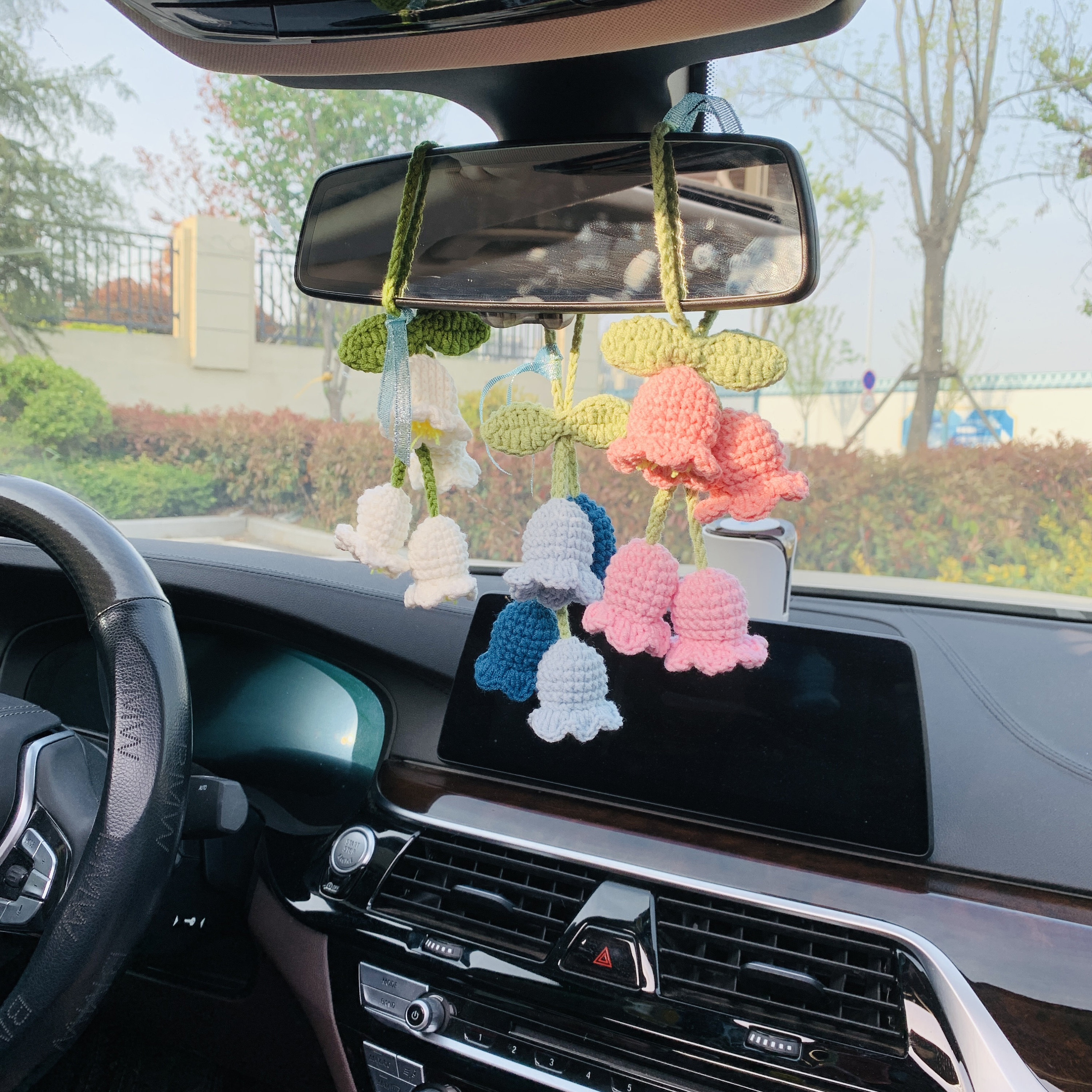 Cute Car Mirror Hanging Lily of the Valley Flower Interior Rear View ...