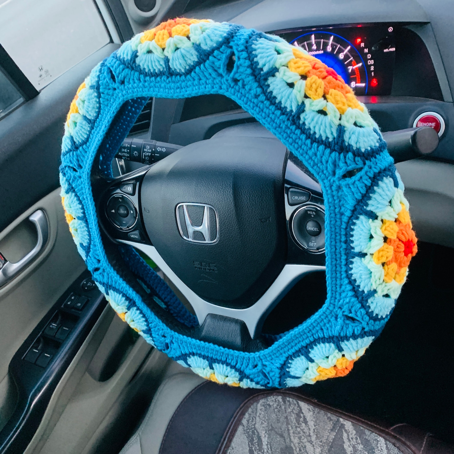 Steering Wheel Cover for Women, Handmade Crochet Galsang Flower Seat ...