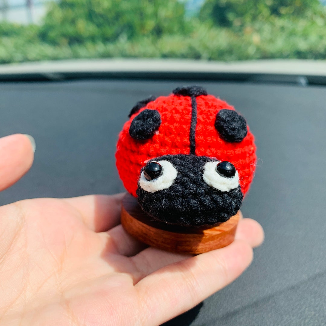 Handmade Crochet Cute Ladybug Car Accessories, Sunflower Car Dashboard ...