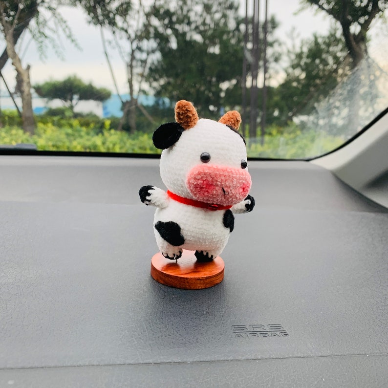 Handmade Crochet Cute Cow Car Accessories, Sunflower Car Dashboard ...