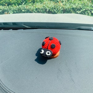 Handmade Crochet Cute Ladybug Car Accessories, Sunflower Car Dashboard ...