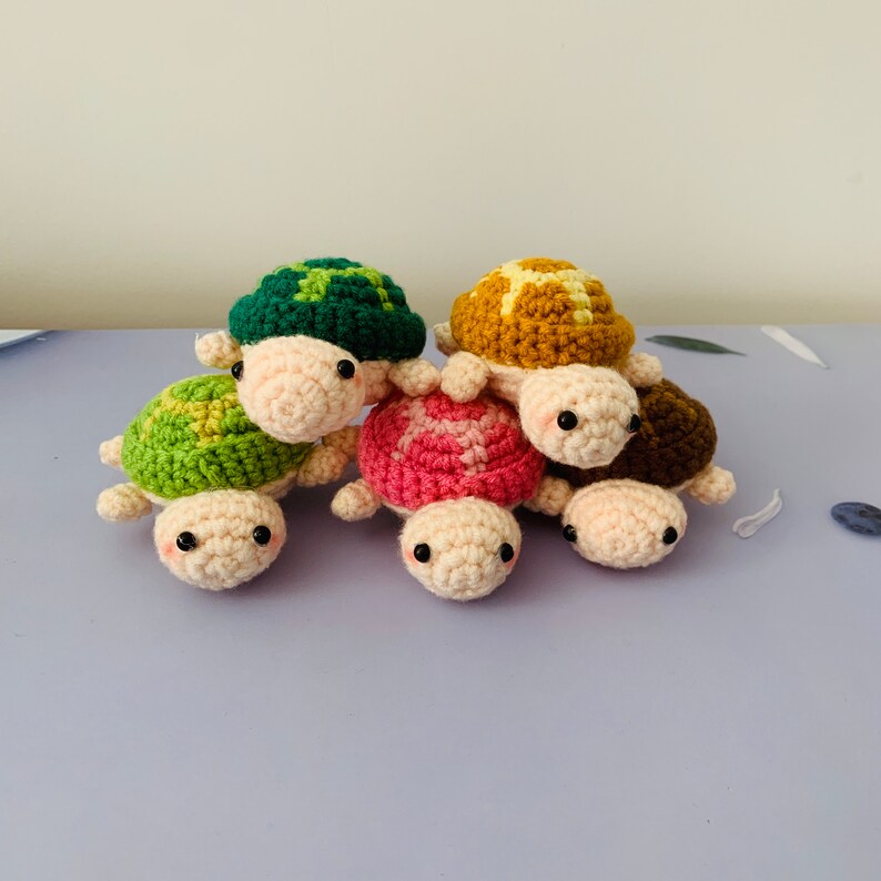 Head Retracted Into Shell Crochet Mini Turtle Amigurumi - Etsy