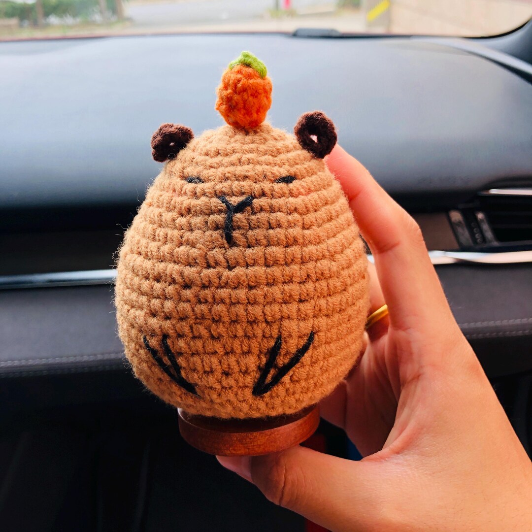 Handmade Crochet Cute Capybara Car Accessories Animal Car Dashboard ...