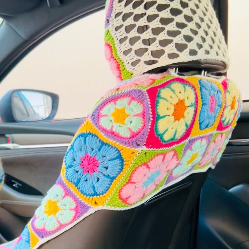 Crochet Galsang Colorful Headrest Covers, Seat Cover Back Cover ...