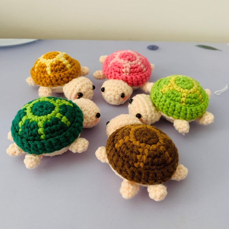 Head Retracted Into Shell Crochet Mini Turtle Amigurumi - Etsy
