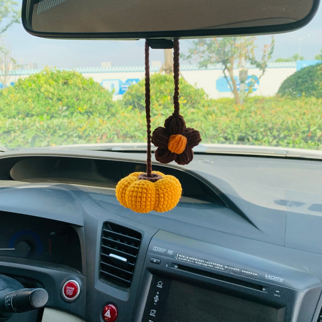 Cute Pumpkin Flower Car Accessories Mirror Hanging Charm Fruit Decor ...