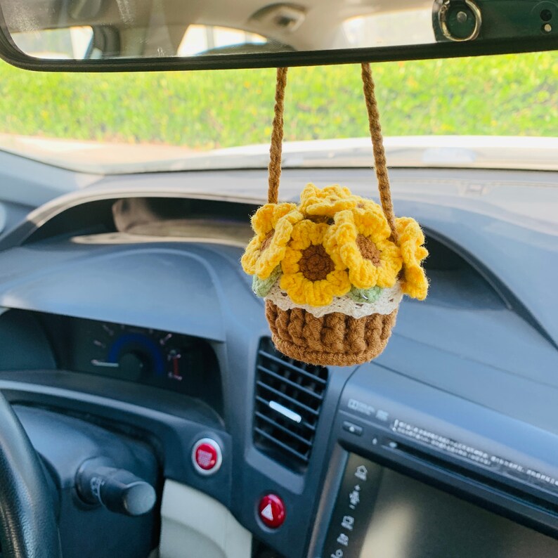 Cute Car Mirror Hanging Mini Sunflower Interior Rear View - Etsy