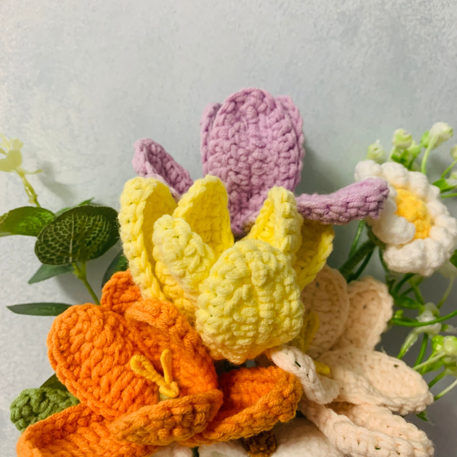 Crochet Flowers, Duck With Grass Tulip Daisy Flower Ornaments, Cute A ...