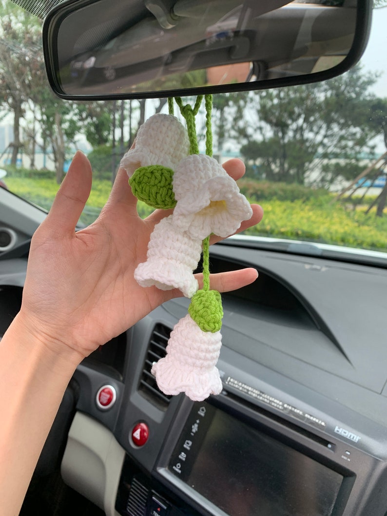 Cute Lily of the Valley Kawaii Flower Car Mirror Hanging Charm Fruit ...