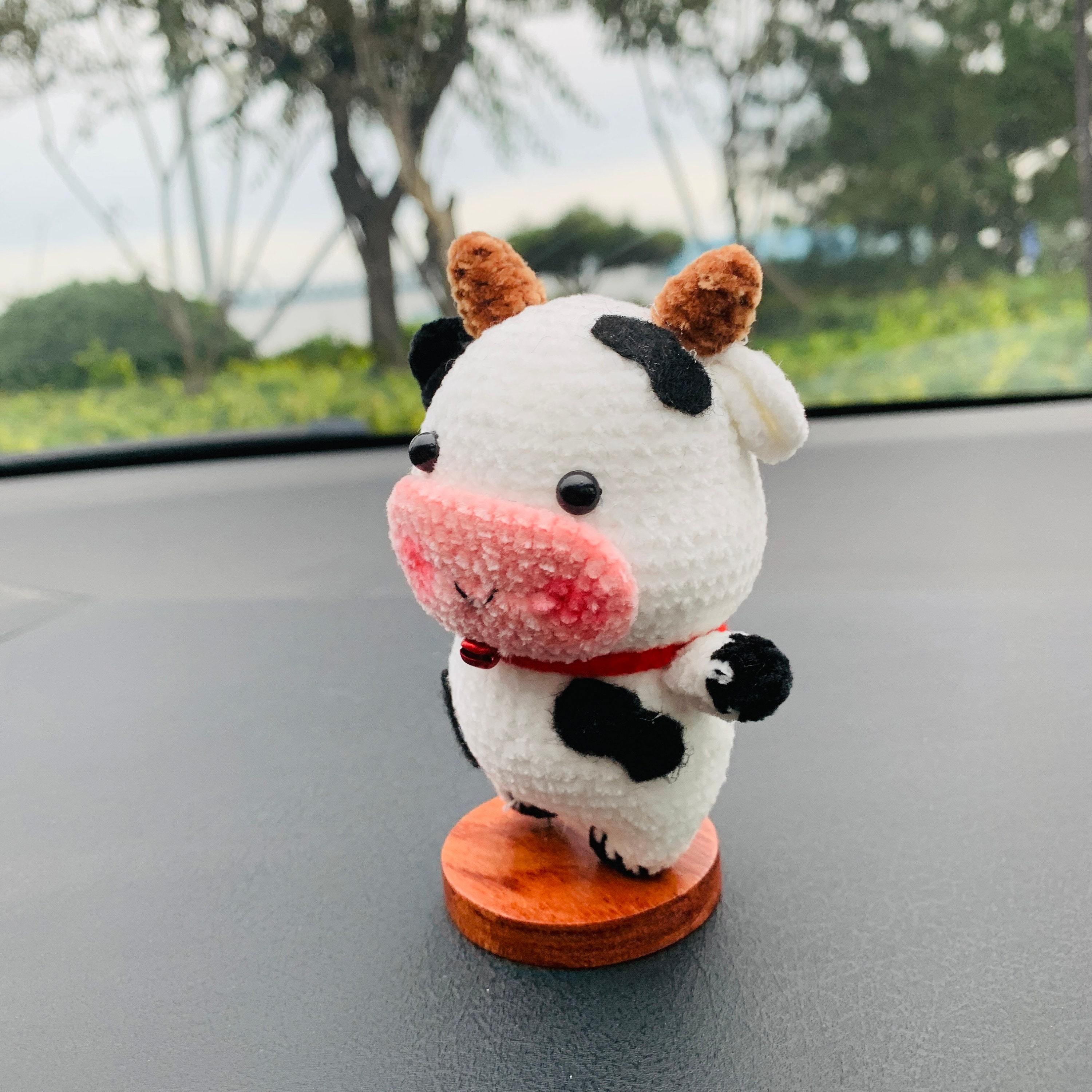 Handmade Crochet Cute Cow Car Accessories, Sunflower Car Dashboard ...