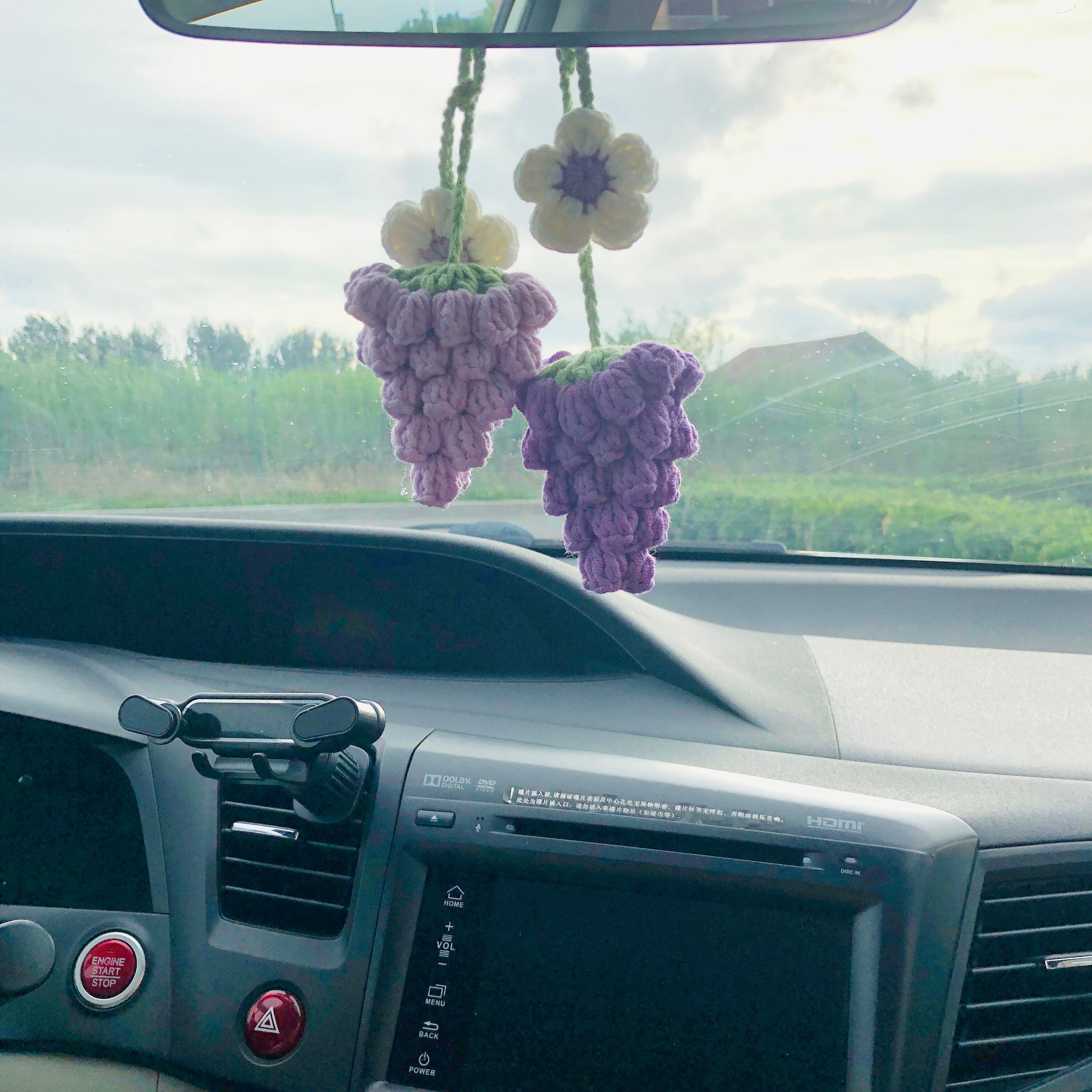 Crochet Cute Grape Car Mirror Hanging Accessories for Women Teens ...