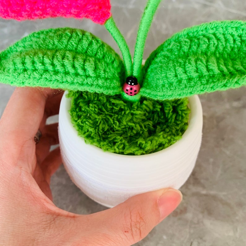 Crochet Smiley Face Sunflower Plant Heart Shaped Flower Potted - Etsy