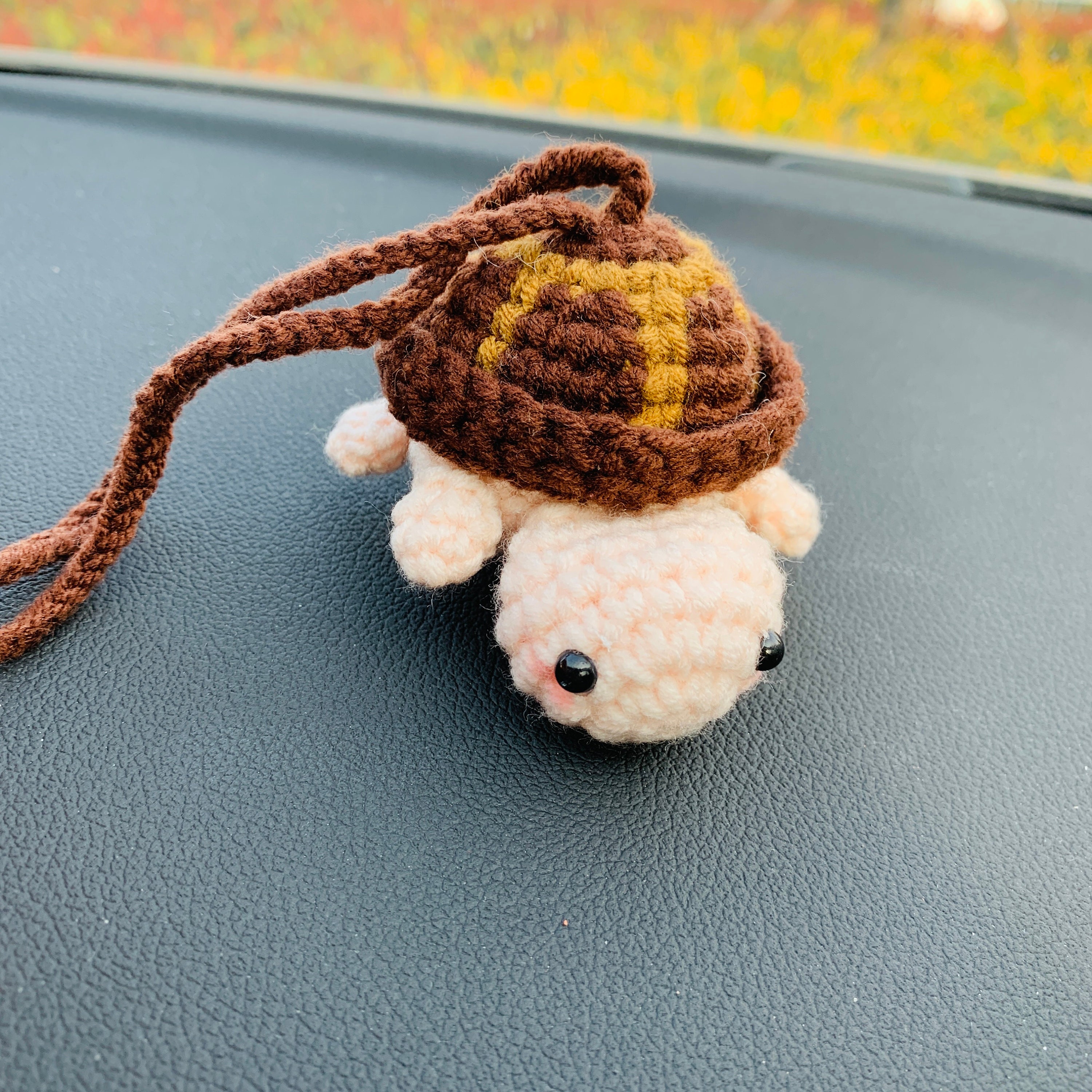 Handmade Crochet Cute Mini Turtle Head Retracted Into Shell Car ...